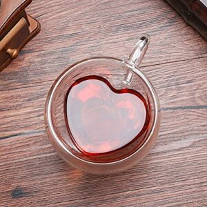 CNDota Heart Shaped Double Walled Insulated Glass Coffee Mugs or Tea Cups, Double Wall Glass 8 oz - Clear, Unique & Insulated with Handle