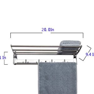 Candora Wall Mounted Shelf Towel Rack Stainless Steel Brushed Towel Shelf Towel Holder (50cm / 20in)