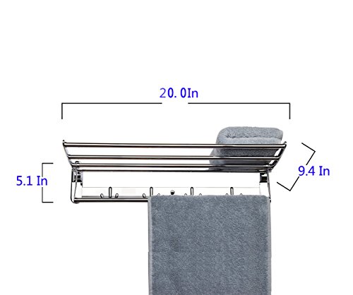 Candora Wall Mounted Shelf Towel Rack Stainless Steel Brushed Towel Shelf Towel Holder (50cm / 20in)