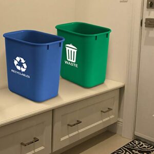 Acrimet Wastebasket Bin for Recycling and Waste 27QT (Plastic) (Green and Blue) (Set of 2)