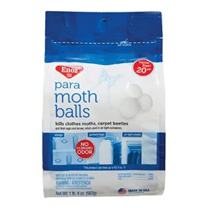 Enoz Para Moth Balls with No Clinging Odor: Kills Clothes Moths, Carpet Beetles, Eggs, and Larvae, Use for Storage, 20 oz Bag