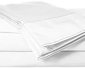 Charisma 310 Thread Count Classic Solid Cotton Sateen Full Sheet Set Bright White