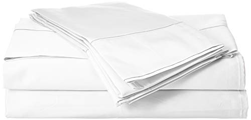 Charisma 310 Thread Count Classic Solid Cotton Sateen Full Sheet Set Bright White