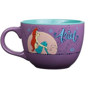 silver buffalo disney princess little mermaid ariel moonlight ceramic soup mug, 24 ounces