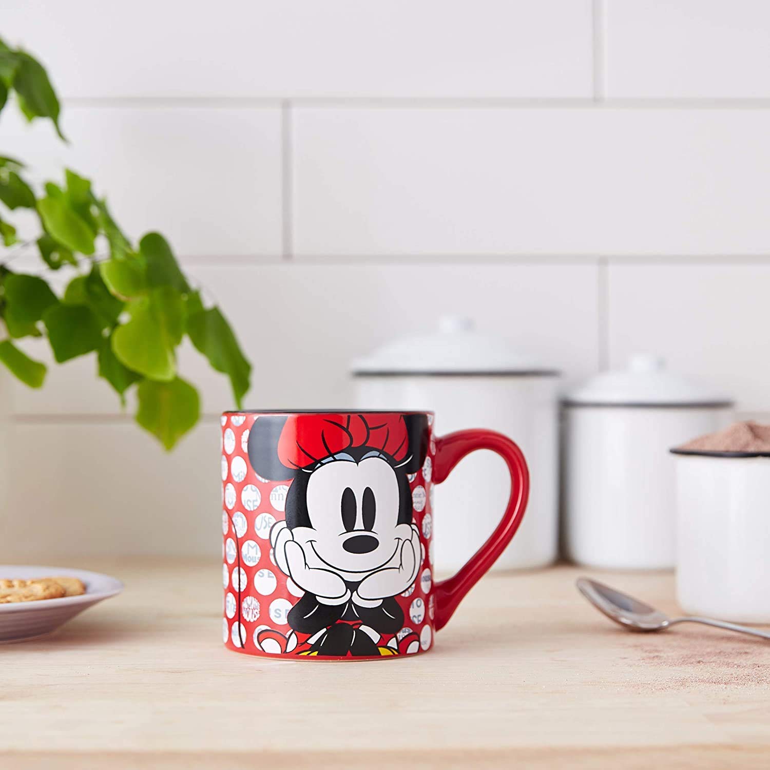 Silver Buffalo Disney Minnie Mouse Rock the Dots Ceramic Mug, 14 Ounces