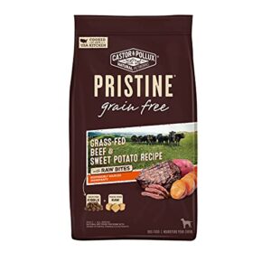 castor & pollux pristine grain free dry dog food grass-fed beef & sweet potato recipe with raw bites - 4 lb bag