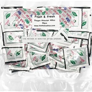 400 CC [200 Packets] Premium Oxygen Absorbers for Food Storage, Oxygen Absorbers (4 Bag of 50 Packets) - ISO 9001 Certified Facility Manufactured