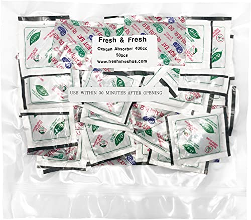 400 CC [200 Packets] Premium Oxygen Absorbers for Food Storage, Oxygen Absorbers (4 Bag of 50 Packets) - ISO 9001 Certified Facility Manufactured