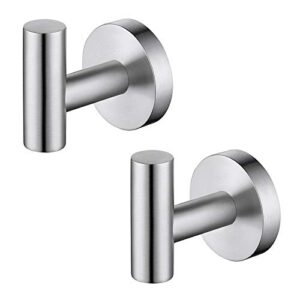 kes towel hook bathroom wall heavy duty robe hook holder sus304 stainless steel brushed 2 pack, a2164-2-p2