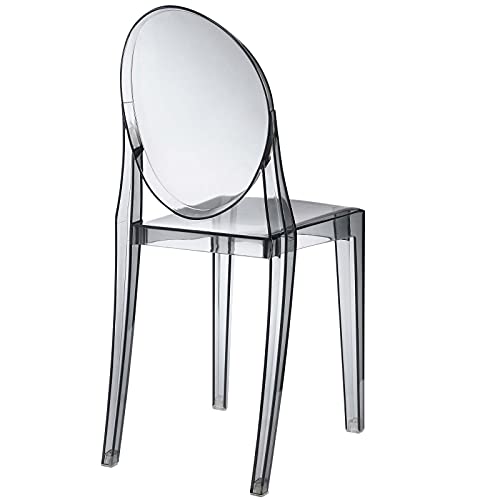 Modway Casper Modern Acrylic Stacking Two Dining Side Chairs in Smoke