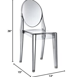 Modway Casper Modern Acrylic Stacking Two Dining Side Chairs in Smoke