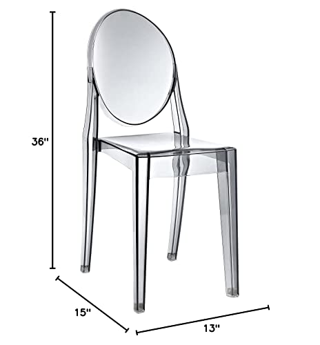 Modway Casper Modern Acrylic Stacking Two Dining Side Chairs in Smoke