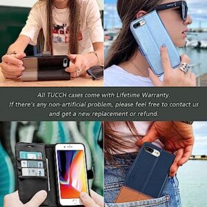 TUCCH iPhone 8 Plus Wallet Case, iPhone 7 Plus Case, Premium PU Leather Flip Case with Card Slot, Stand Holder, Magnetic Closure [Shockproof TPU Interior Case] Compatible with iPhone 7/8 Plus, Black