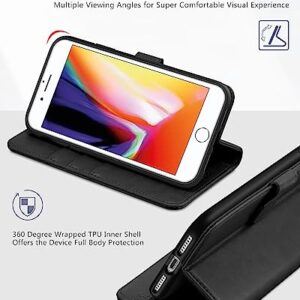 TUCCH iPhone 8 Plus Wallet Case, iPhone 7 Plus Case, Premium PU Leather Flip Case with Card Slot, Stand Holder, Magnetic Closure [Shockproof TPU Interior Case] Compatible with iPhone 7/8 Plus, Black