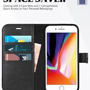 TUCCH iPhone 8 Plus Wallet Case, iPhone 7 Plus Case, Premium PU Leather Flip Case with Card Slot, Stand Holder, Magnetic Closure [Shockproof TPU Interior Case] Compatible with iPhone 7/8 Plus, Black