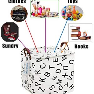 LANGYASHAN Square Storage Baskets Waterproof Canvas Children Laundry Nursery Hamper for Shelves Gift Baskets Toy Organizer Room Decor (Square alphabet)