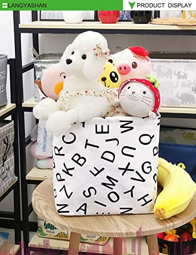 LANGYASHAN Square Storage Baskets Waterproof Canvas Children Laundry Nursery Hamper for Shelves Gift Baskets Toy Organizer Room Decor (Square alphabet)