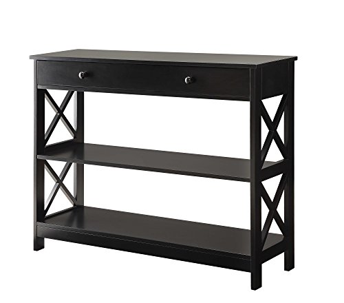 Convenience Concepts Oxford 1 Drawer Console Table with Shelves, Black