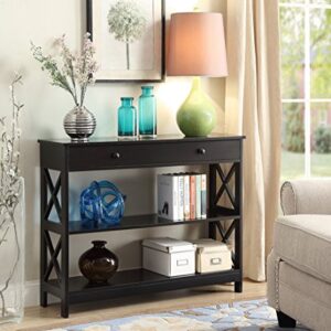 Convenience Concepts Oxford 1 Drawer Console Table with Shelves, Black