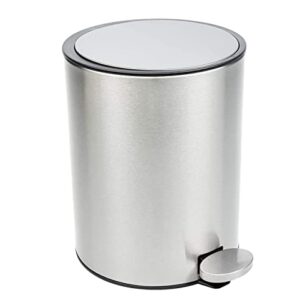 Bamodi Bathroom Bin 3L – Bathroom Bins with Lids – Small Pedal Bin for Bathroom, Toilet, Restroom – Stainless Steel Rubbish Waste Trash Can with Removable Inner Bucket (Silver)