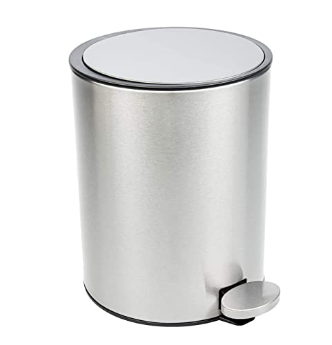 Bamodi Bathroom Bin 3L – Bathroom Bins with Lids – Small Pedal Bin for Bathroom, Toilet, Restroom – Stainless Steel Rubbish Waste Trash Can with Removable Inner Bucket (Silver)