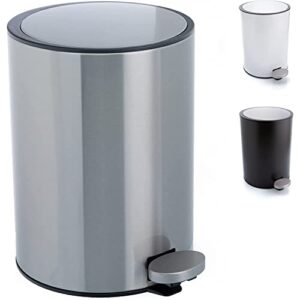 Bamodi Bathroom Bin 3L – Bathroom Bins with Lids – Small Pedal Bin for Bathroom, Toilet, Restroom – Stainless Steel Rubbish Waste Trash Can with Removable Inner Bucket (Silver)