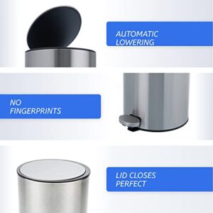 Bamodi Bathroom Bin 3L – Bathroom Bins with Lids – Small Pedal Bin for Bathroom, Toilet, Restroom – Stainless Steel Rubbish Waste Trash Can with Removable Inner Bucket (Silver)