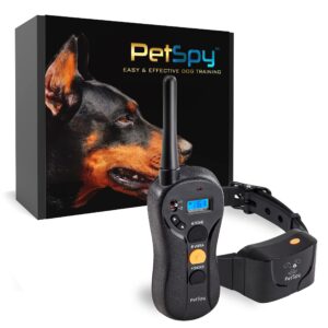 petspy p620 dog training shock collar for dogs with vibration, electric shock, beep; rechargeable and waterproof remote trainer e-collar - 10-140 lbs