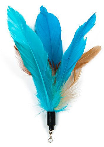 EcoCity Cat Wand Feather Refills for Interactive Cat and Kitten Wands Include 6 Pieces Replacement Feathers and 1 Soft Furry Tail for Cats (7 Pieces)