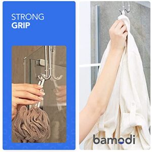 Bamodi Shower Hooks Set - Glass Door Shower Hooks 11 cm - Extremely Lightweight Bathroom Hooks Bath Shower Screen - Use as a Towel Hanger Bathroom Holder Shower Door