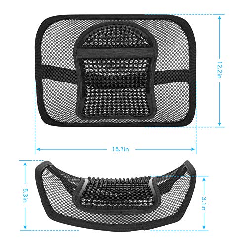 ACVCY Lumbar Mesh Support for Office Chair or Car Seat, Breathable Comfortable Back Support for Office Chair Lumbar Support Cushion for Car Seats Office Chair Car Lumbar Cushion 12” x 16”