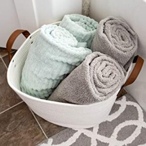 Sweetzer & Orange Large Woven Cotton Rope Storage Basket (Vegan Handles) - Blanket Storage Baskets, Laundry Basket, Toy Storage, Nursery Hamper - Decorative Off White Basket for Living Room