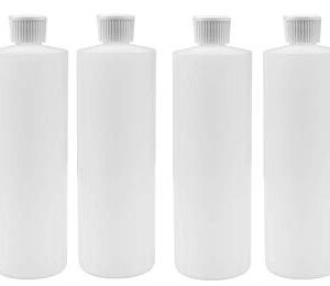 16 OZ PLASTIC SQUEEZE BOTTLES WITH FLIP TOP DISPENSER CAP FOR LIQUIDS/OILS/SHAMPOOS SET OF 6 (6, WHITE CAPS)