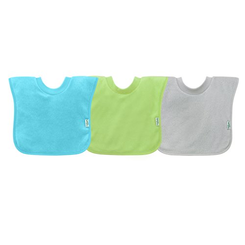 green sprouts Stay-dry Toddler Bib (3pk) | Convenient stay-put protection | Wide coverage & waterproof, Pull-over design, Bibs, One Size, Aqua set (Aqua, Green, Grey)