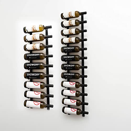 VintageView Wall Series- 21 Bottle Wall Mounted Wine Bottle Rack (Satin Black) Stylish Modern Wine Storage with Label Forward Design