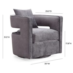 TOV Furniture Kennedy Modern Handmade Velvet Swivel Chair, Gray