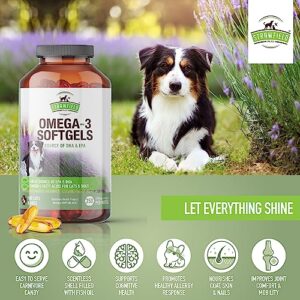 Omega 3 Fish Oil for Dogs, 250 Softgel Pills, 1000 mg EPA DHA Dog Fish Oil Pet Supplement for Joint Support Arthritis Pain Relief, Allergy Itch, Shedding, Healthy Coat, Dry Itching Skin, Hot Spot, USA