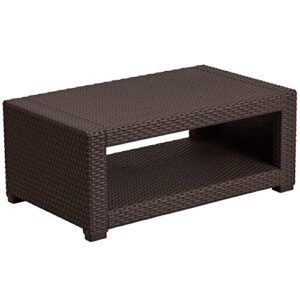 flash furniture seneca chocolate brown faux rattan coffee table