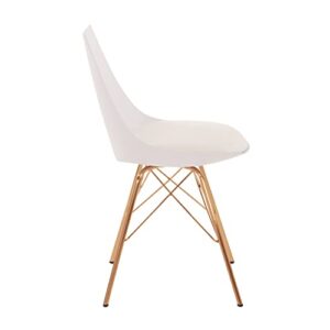 OSP Home Furnishings Oakley Mid-Century Modern Bucket Dining Chair with Faux Leather Padded Seat, White