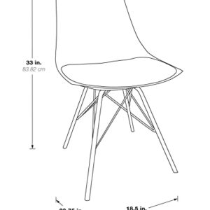 OSP Home Furnishings Oakley Mid-Century Modern Bucket Dining Chair with Faux Leather Padded Seat, White