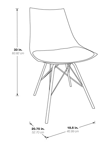 OSP Home Furnishings Oakley Mid-Century Modern Bucket Dining Chair with Faux Leather Padded Seat, White