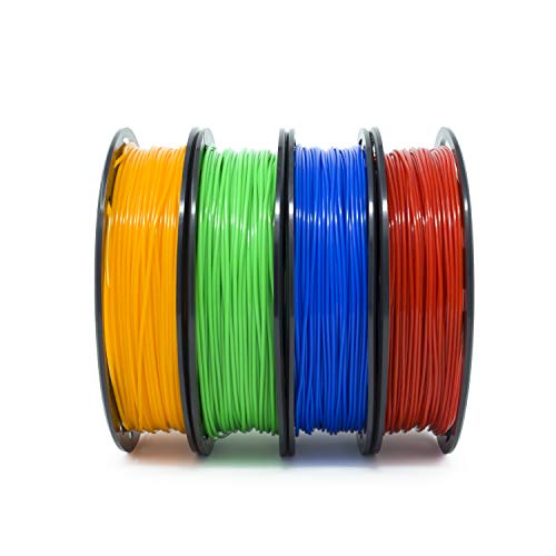 Gizmo Dorks PLA Filament for 3D Printers 1.75mm 200g, 4 Color Pack - Blue, Green, Orange, Red