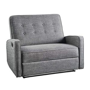 gdfstudio christopher knight home calliope buttoned fabric reclining loveseat, grey / black