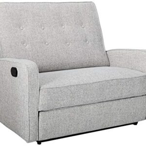 GDFStudio Christopher Knight Home Calliope Buttoned Fabric Reclining Loveseat, Light Grey Tweed / Black