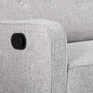 GDFStudio Christopher Knight Home Calliope Buttoned Fabric Reclining Loveseat, Light Grey Tweed / Black