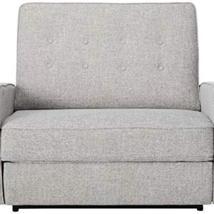 GDFStudio Christopher Knight Home Calliope Buttoned Fabric Reclining Loveseat, Light Grey Tweed / Black