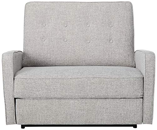 GDFStudio Christopher Knight Home Calliope Buttoned Fabric Reclining Loveseat, Light Grey Tweed / Black