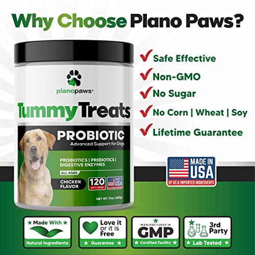 Probiotics for Dogs Digestive Health - Dog Probiotics and Digestive Enzymes - Allergy Relief for Dogs - Probiotic for Dogs Gut Health - Puppy Probiotic Tummy Treats - 120 Dog Probiotic Chews