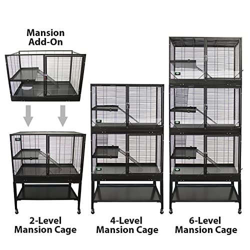 Durable All-Metal Mansion Cage for Chinchillas, Rats, Ferrets, Degus, Prairie Dogs (4-Level)