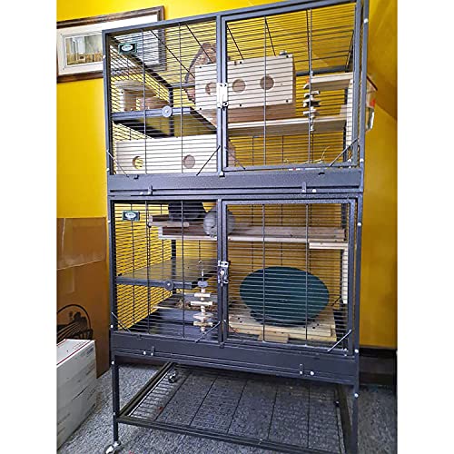 Durable All-Metal Mansion Cage for Chinchillas, Rats, Ferrets, Degus, Prairie Dogs (4-Level)